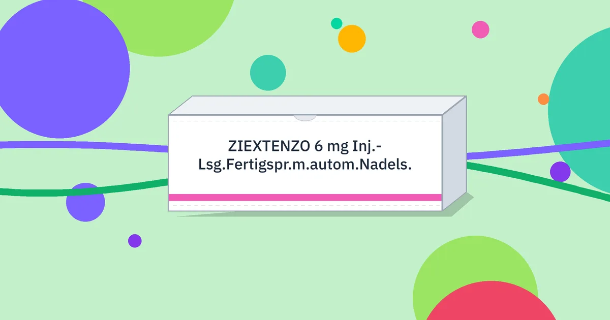 Symbolbild: Packung mit der Aufschrift ZIEXTENZO 6 mg Inj.-Lsg.Fertigspr.m.autom.Nadels. (PZN 19392994) – Verfügbarkeit und Bezug in Apotheken in Frankfurt am Main