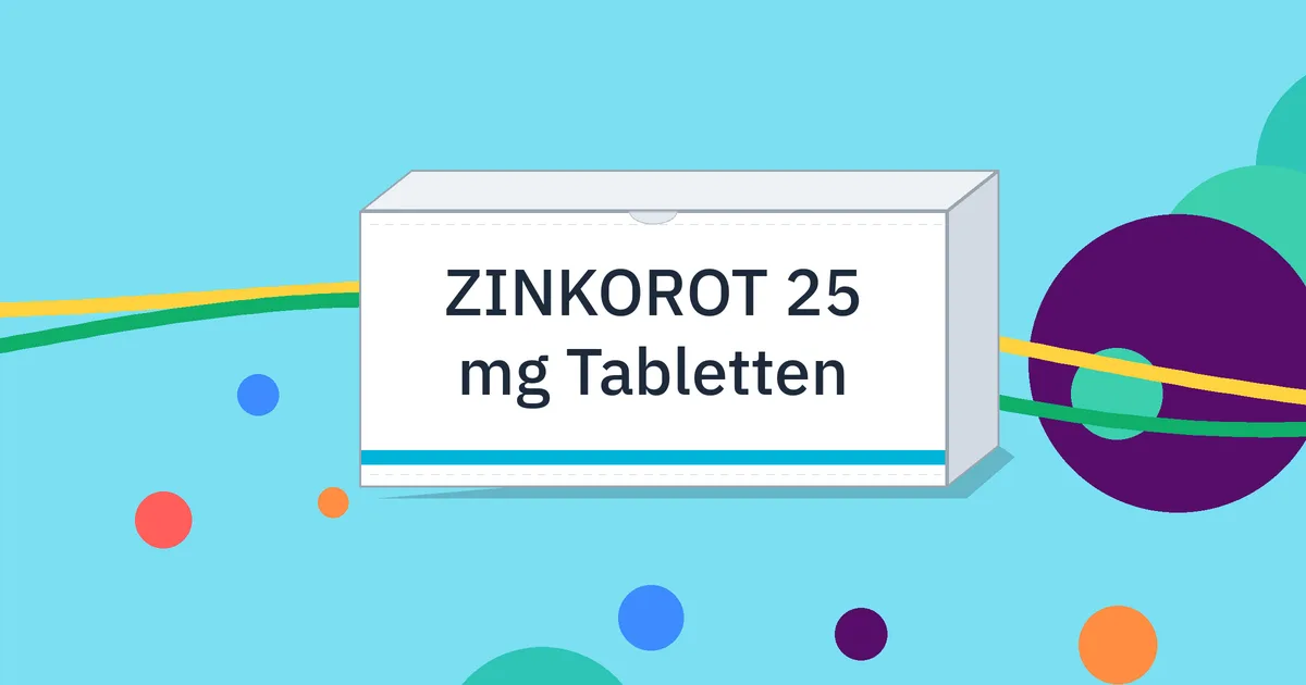 Symbolbild: Packung mit der Aufschrift ZINKOROT 25 mg Tabletten (PZN 18082903) – Verfügbarkeit und Bezug in Apotheken in Frankfurt am Main