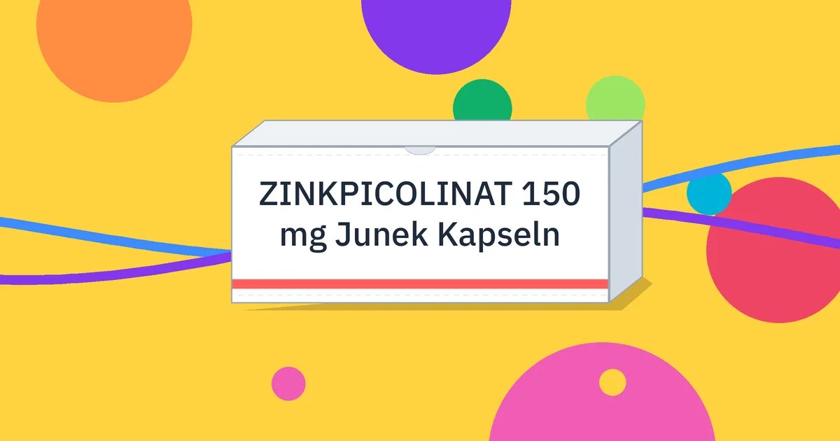 Symbolbild: Packung mit der Aufschrift ZINKPICOLINAT 150 mg Junek Kapseln (PZN 20280958) – Verfügbarkeit und Bezug in Apotheken in Frankfurt am Main