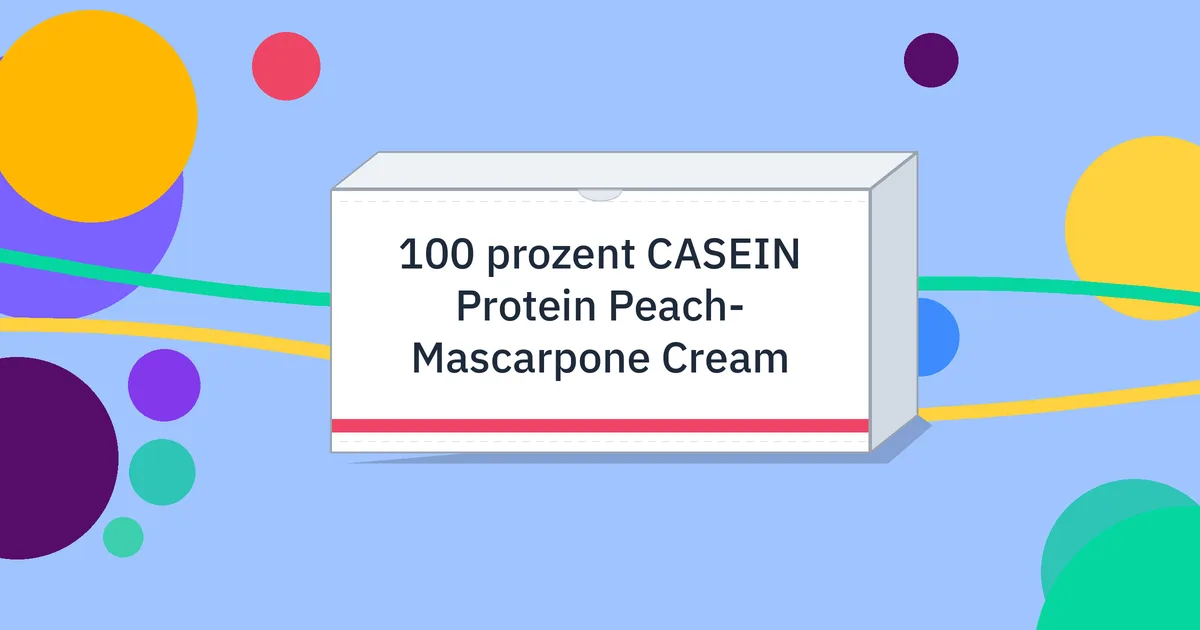 Symbolbild: Packung mit der Aufschrift 100 prozent CASEIN Protein Peach-Mascarpone Cream (PZN 13364407) – Verfügbarkeit und Bezug in Apotheken in Frankfurt am Main