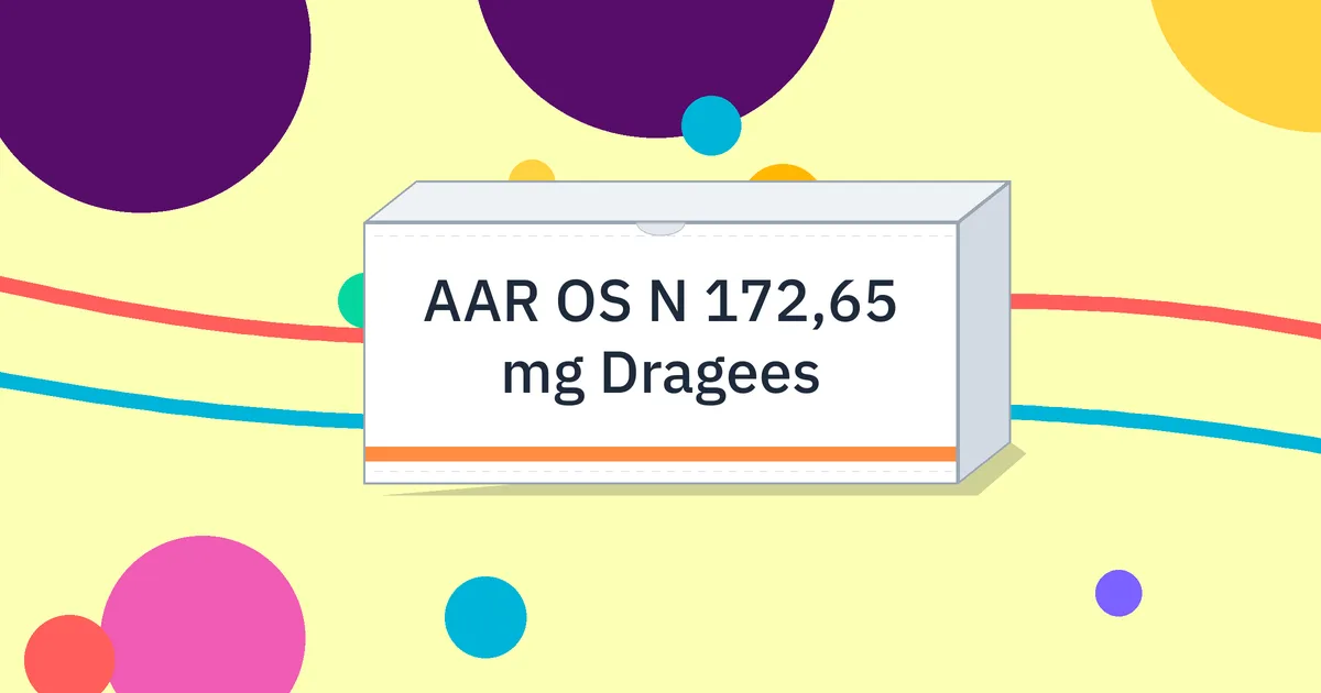 Symbolbild: Packung mit der Aufschrift AAR OS N 172,65 mg Dragees (PZN 00326003) – Verfügbarkeit und Bezug in Apotheken in Frankfurt am Main