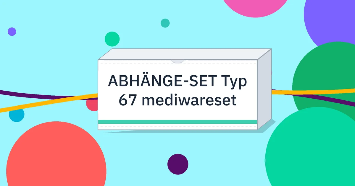 Symbolbild: Packung mit der Aufschrift ABHÄNGE-SET Typ 67 mediwareset (PZN 19548775) – Verfügbarkeit und Bezug in Apotheken in Frankfurt am Main