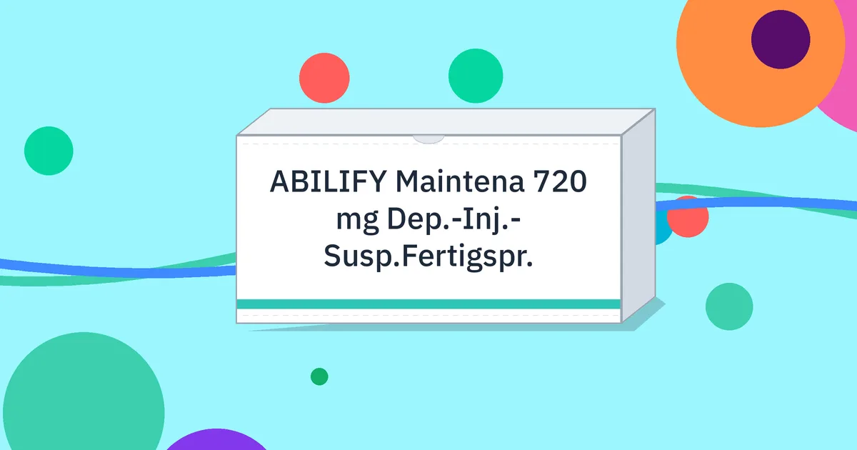 Symbolbild: Packung mit der Aufschrift ABILIFY Maintena 720 mg Dep.-Inj.-Susp.Fertigspr. (PZN 20355952) – Verfügbarkeit und Bezug in Apotheken in Frankfurt am Main