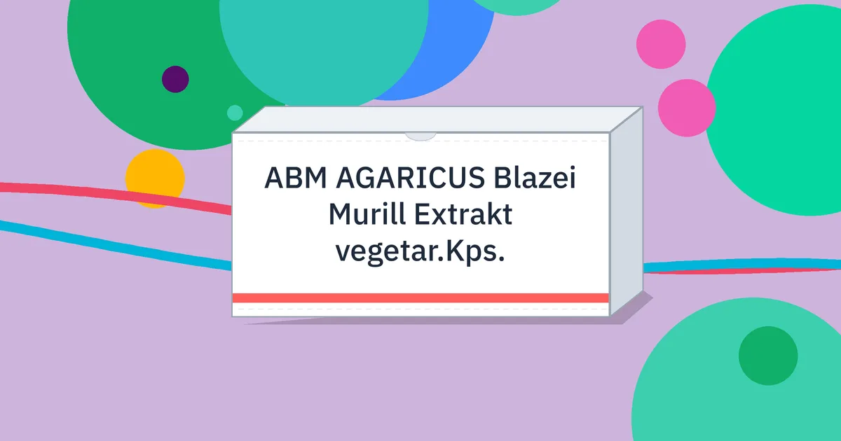 Symbolbild: Packung mit der Aufschrift ABM AGARICUS Blazei Murill Extrakt vegetar.Kps. (PZN 01135110) – Verfügbarkeit und Bezug in Apotheken in Frankfurt am Main