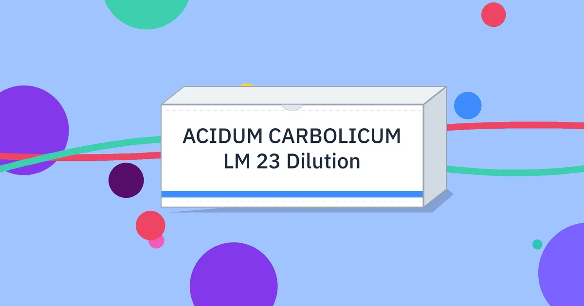 Symbolbild: Packung mit der Aufschrift ACIDUM CARBOLICUM LM 23 Dilution (PZN 13271870) – Verfügbarkeit und Bezug in Apotheken in Frankfurt am Main
