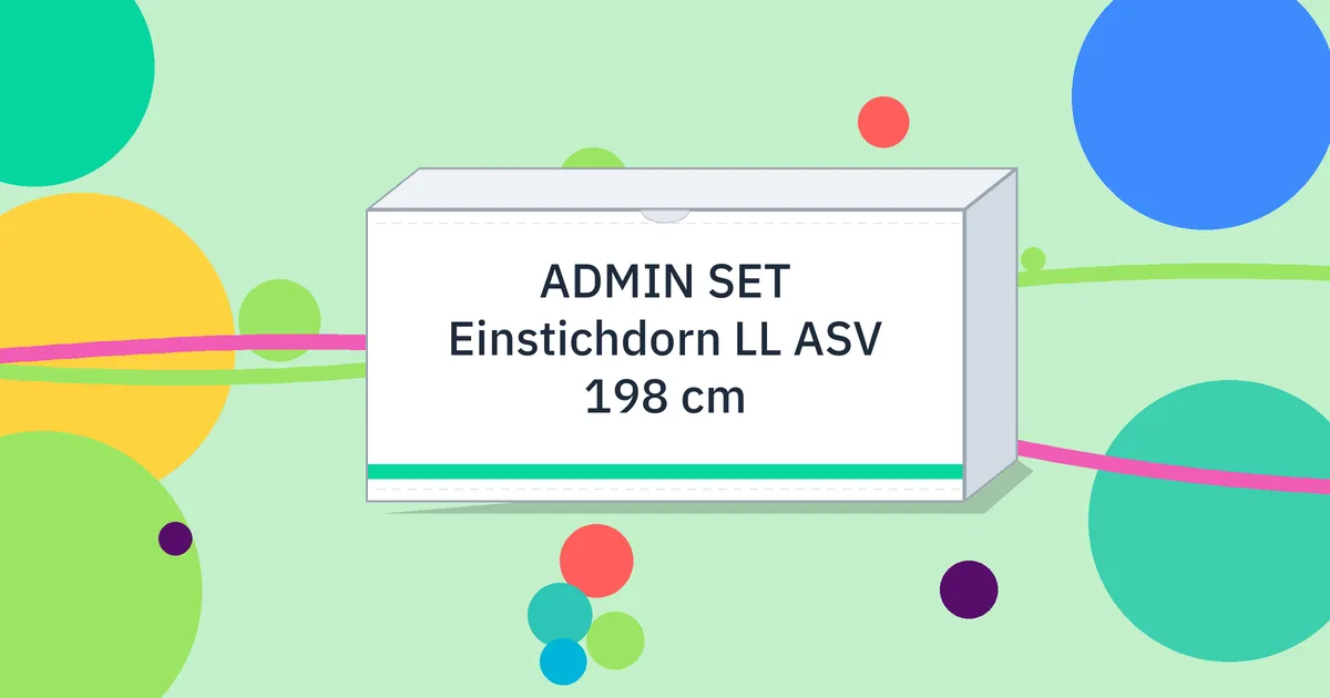 Symbolbild: Packung mit der Aufschrift ADMIN SET Einstichdorn LL ASV 198 cm (PZN 00099079) – Verfügbarkeit und Bezug in Apotheken in Frankfurt am Main