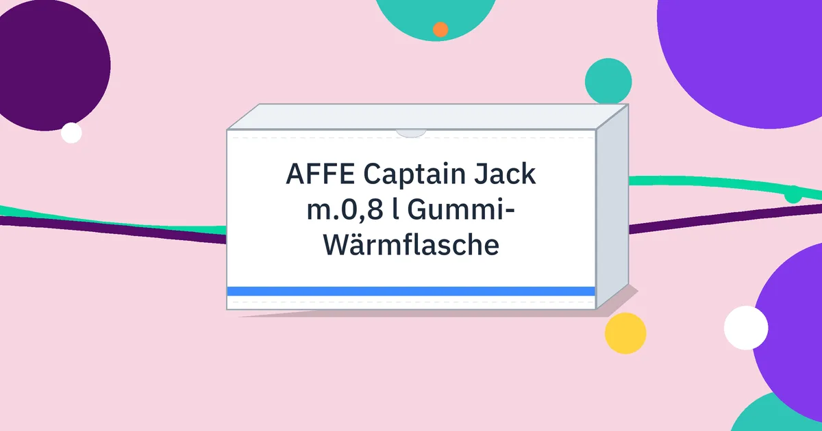 Symbolbild: Packung mit der Aufschrift AFFE Captain Jack m.0,8 l Gummi-Wärmflasche (PZN 17537661) – Verfügbarkeit und Bezug in Apotheken in Frankfurt am Main