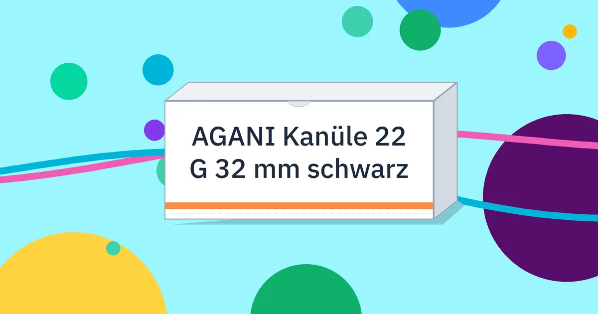 Symbolbild: Packung mit der Aufschrift AGANI Kanüle 22 G 32 mm schwarz (PZN 01802138) – Verfügbarkeit und Bezug in Apotheken in Frankfurt am Main
