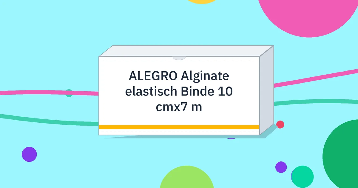 Symbolbild: Packung mit der Aufschrift ALEGRO Alginate elastisch Binde 10 cmx7 m (PZN 03645134) – Verfügbarkeit und Bezug in Apotheken in Frankfurt am Main