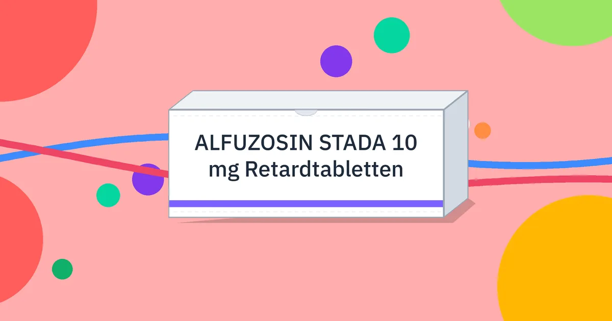 Symbolbild: Packung mit der Aufschrift ALFUZOSIN STADA 10 mg Retardtabletten (PZN 02783466) – Verfügbarkeit und Bezug in Apotheken in Frankfurt am Main
