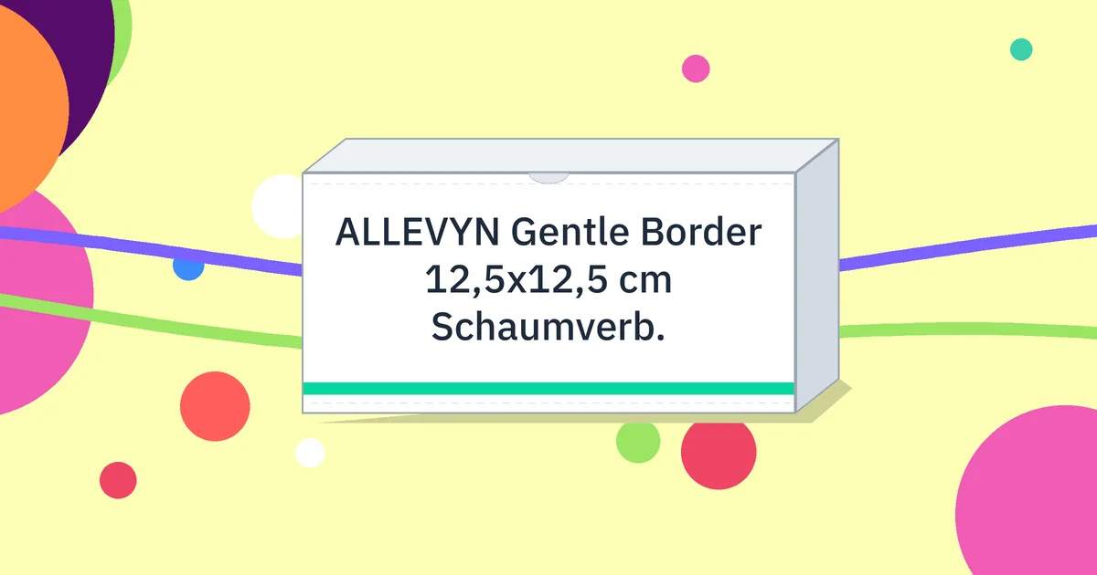 Symbolbild: Packung mit der Aufschrift ALLEVYN Gentle Border 12,5x12,5 cm Schaumverb. (PZN 10102316) – Verfügbarkeit und Bezug in Apotheken in Frankfurt am Main