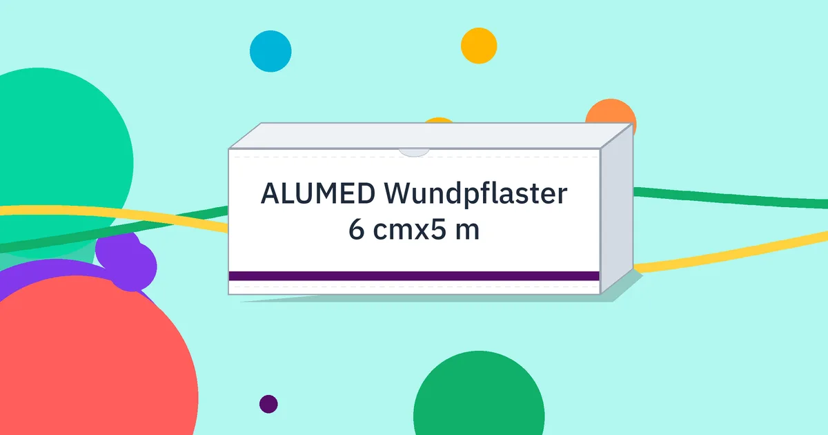 Symbolbild: Packung mit der Aufschrift ALUMED Wundpflaster 6 cmx5 m (PZN 09189039) – Verfügbarkeit und Bezug in Apotheken in Frankfurt am Main