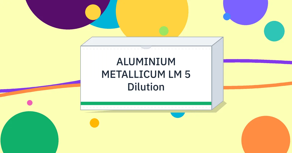 Symbolbild: Packung mit der Aufschrift ALUMINIUM METALLICUM LM 5 Dilution (PZN 12759291) – Verfügbarkeit und Bezug in Apotheken in Frankfurt am Main
