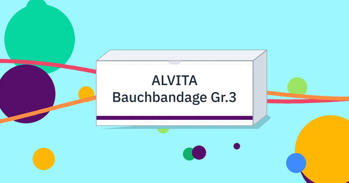 Symbolbild: Packung mit der Aufschrift ALVITA Bauchbandage Gr.3 (PZN 11151618) – Verfügbarkeit und Bezug in Apotheken in Frankfurt am Main
