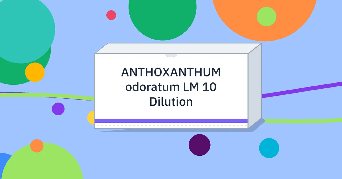 Symbolbild: Packung mit der Aufschrift ANTHOXANTHUM odoratum LM 10 Dilution (PZN 13369818) – Verfügbarkeit und Bezug in Apotheken in Frankfurt am Main