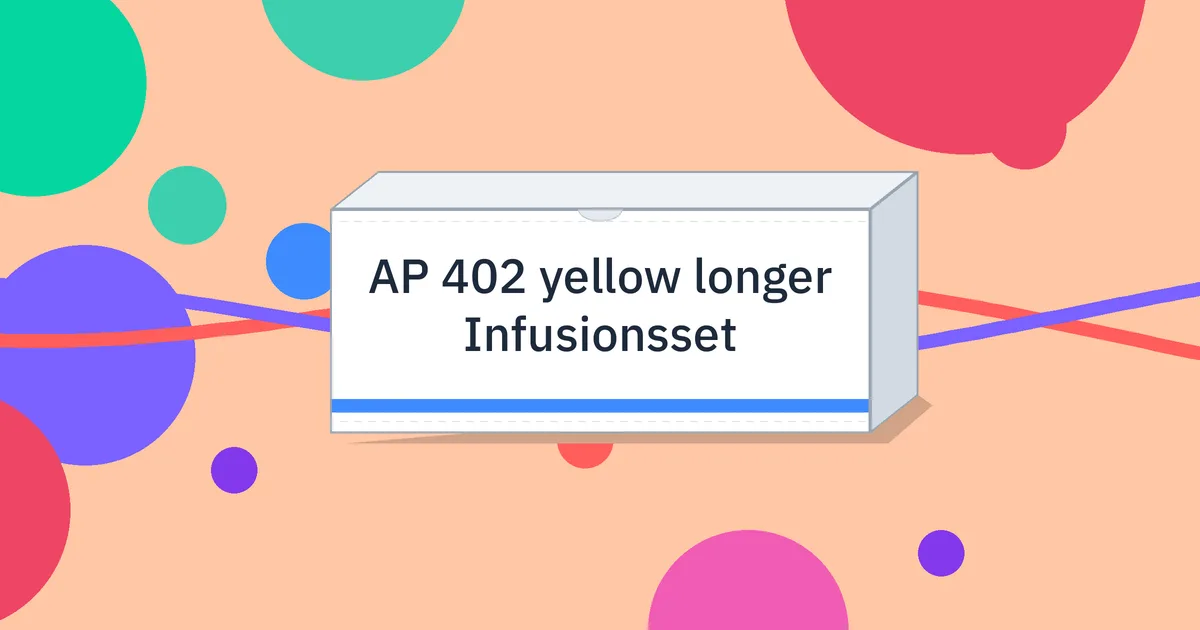 Symbolbild: Packung mit der Aufschrift AP 402 yellow longer Infusionsset (PZN 11016719) – Verfügbarkeit und Bezug in Apotheken in Frankfurt am Main