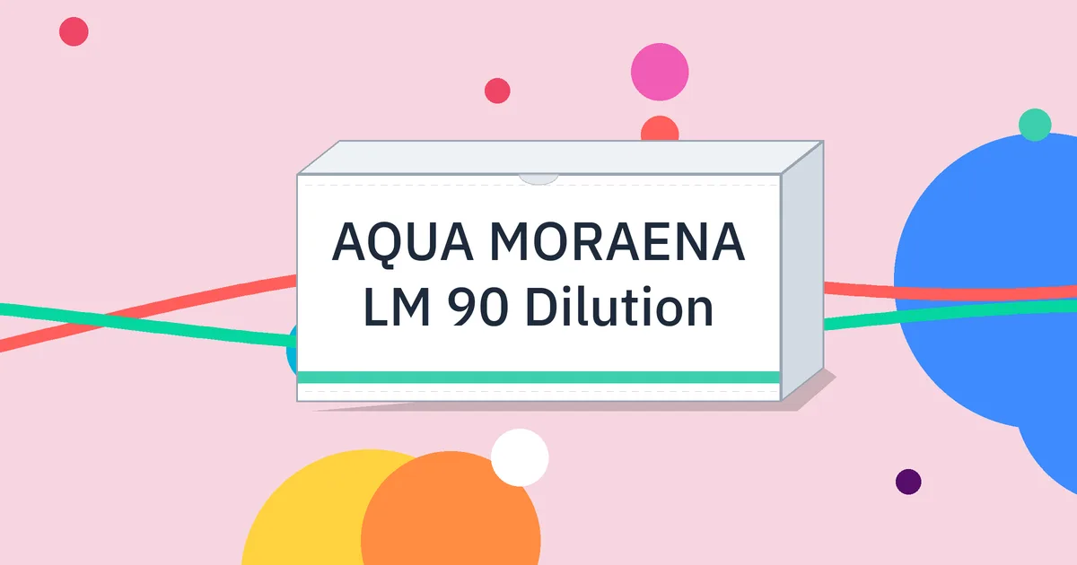 Symbolbild: Packung mit der Aufschrift AQUA MORAENA LM 90 Dilution (PZN 13755651) – Verfügbarkeit und Bezug in Apotheken in Frankfurt am Main