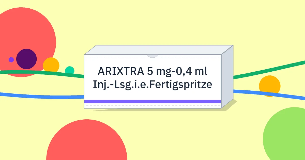 Symbolbild: Packung mit der Aufschrift ARIXTRA 5 mg-0,4 ml Inj.-Lsg.i.e.Fertigspritze (PZN 17276775) – Verfügbarkeit und Bezug in Apotheken in Frankfurt am Main