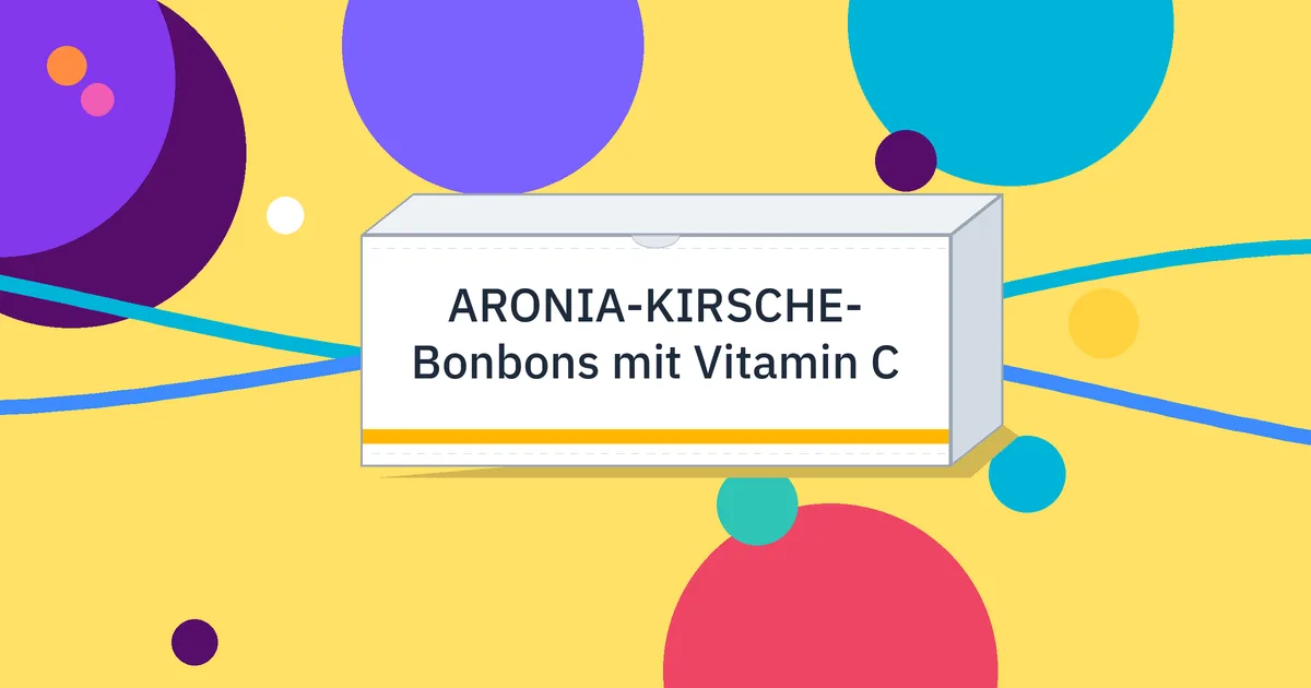 Symbolbild: Packung mit der Aufschrift ARONIA-KIRSCHE-Bonbons mit Vitamin C (PZN 19279677) – Verfügbarkeit und Bezug in Apotheken in Frankfurt am Main