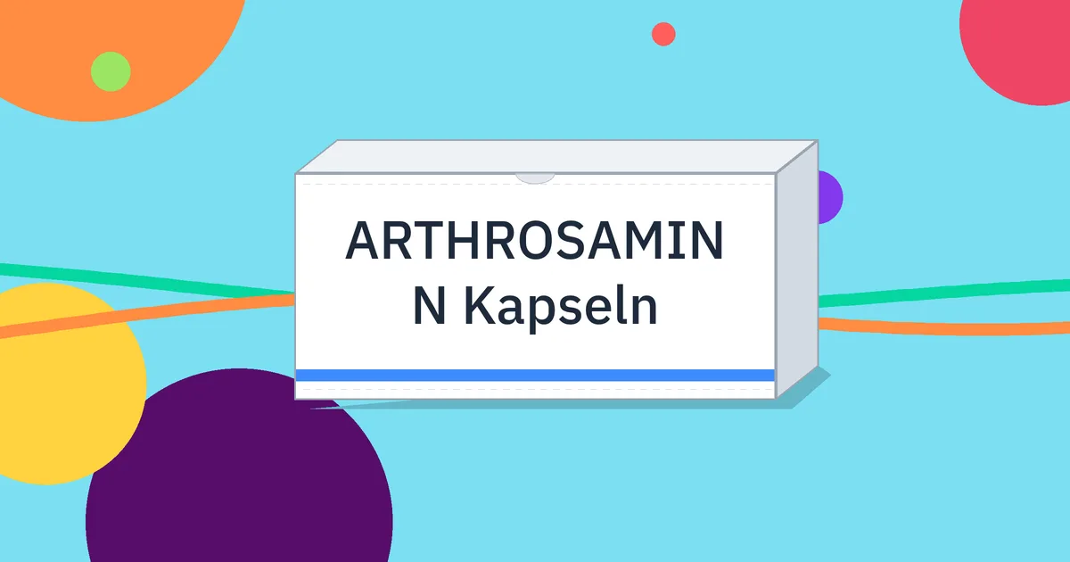 Symbolbild: Packung mit der Aufschrift ARTHROSAMIN N Kapseln (PZN 02686131) – Verfügbarkeit und Bezug in Apotheken in Frankfurt am Main