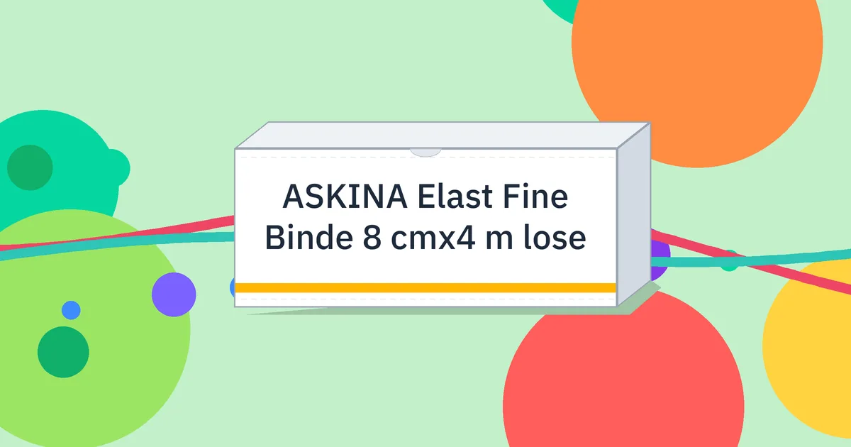 Symbolbild: Packung mit der Aufschrift ASKINA Elast Fine Binde 8 cmx4 m lose (PZN 10987639) – Verfügbarkeit und Bezug in Apotheken in Frankfurt am Main