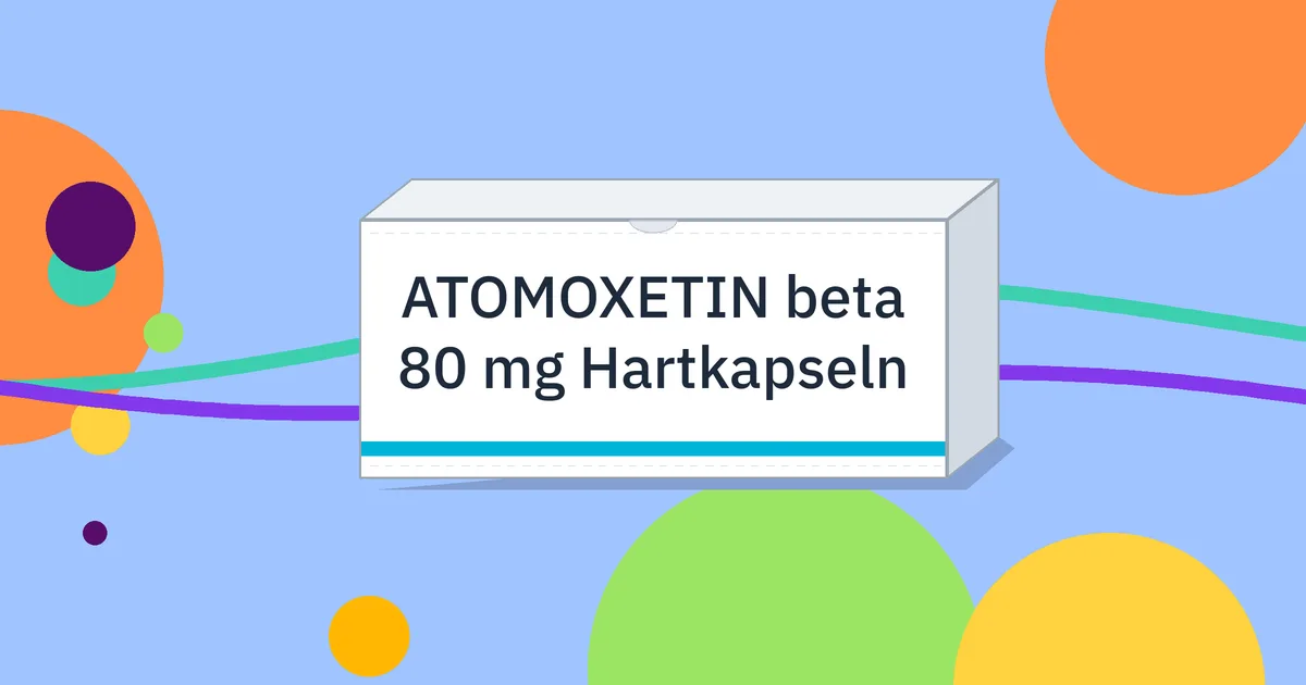 Symbolbild: Packung mit der Aufschrift ATOMOXETIN beta 80 mg Hartkapseln (PZN 14244243) – Verfügbarkeit und Bezug in Apotheken in Frankfurt am Main