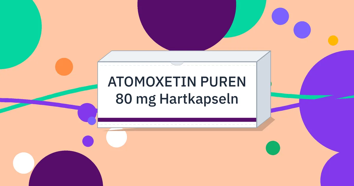 Symbolbild: Packung mit der Aufschrift ATOMOXETIN PUREN 80 mg Hartkapseln (PZN 14375749) – Verfügbarkeit und Bezug in Apotheken in Frankfurt am Main