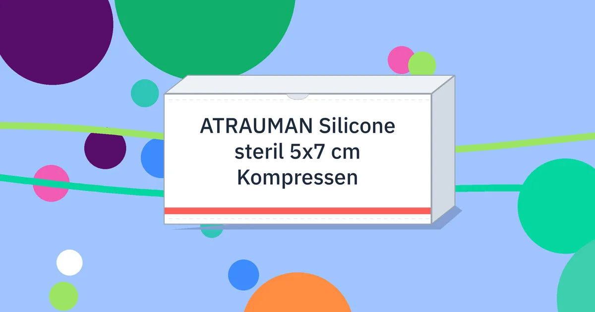 Symbolbild: Packung mit der Aufschrift ATRAUMAN Silicone steril 5x7 cm Kompressen (PZN 12577437) – Verfügbarkeit und Bezug in Apotheken in Frankfurt am Main