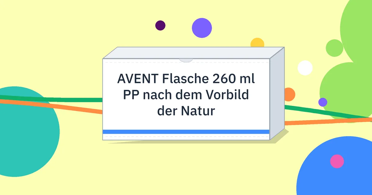 Symbolbild: Packung mit der Aufschrift AVENT Flasche 260 ml PP nach dem Vorbild der Natur (PZN 09435277) – Verfügbarkeit und Bezug in Apotheken in Frankfurt am Main
