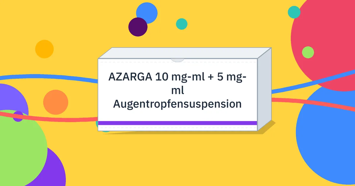 Symbolbild: Packung mit der Aufschrift AZARGA 10 mg-ml + 5 mg-ml Augentropfensuspension (PZN 16939759) – Verfügbarkeit und Bezug in Apotheken in Frankfurt am Main