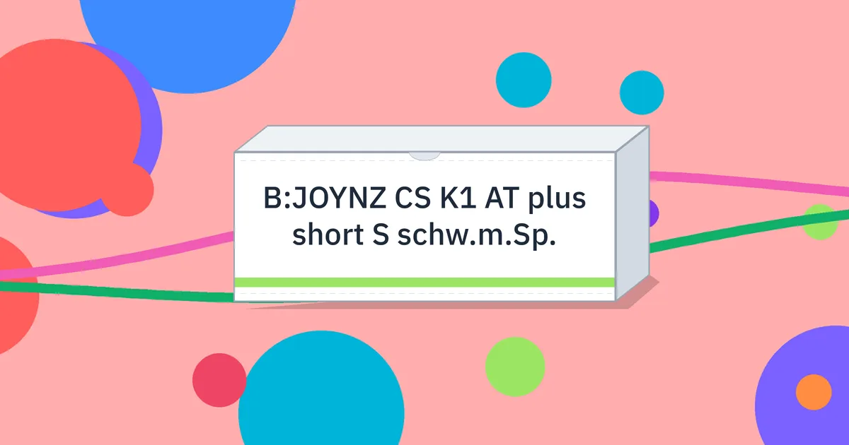 Symbolbild: Packung mit der Aufschrift B:JOYNZ CS K1 AT plus short S schw.m.Sp. (PZN 20537191) – Verfügbarkeit und Bezug in Apotheken in Frankfurt am Main