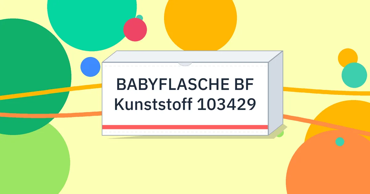 Symbolbild: Packung mit der Aufschrift BABYFLASCHE BF Kunststoff 103429 (PZN 04535376) – Verfügbarkeit und Bezug in Apotheken in Frankfurt am Main