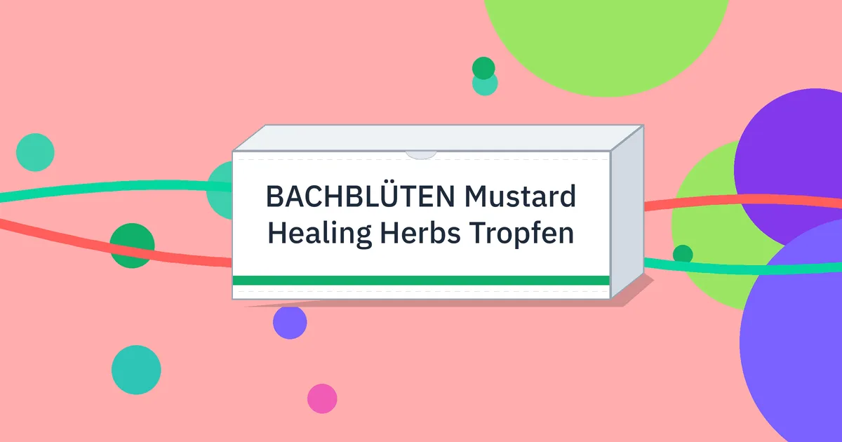 Symbolbild: Packung mit der Aufschrift BACHBLÜTEN Mustard Healing Herbs Tropfen (PZN 07363527) – Verfügbarkeit und Bezug in Apotheken in Frankfurt am Main