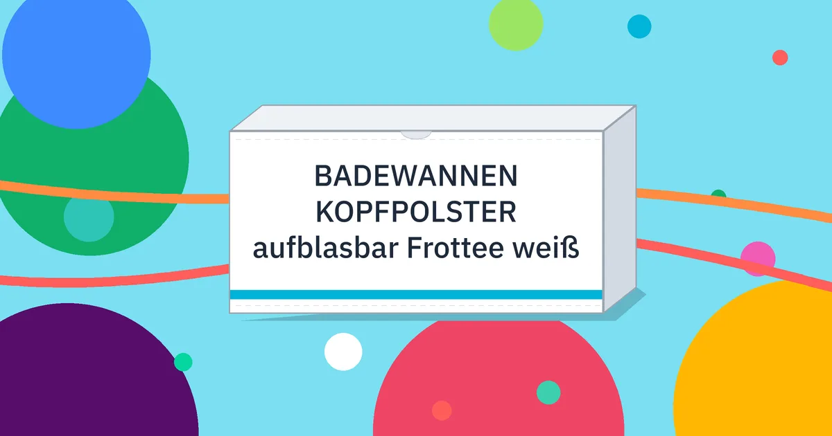 Symbolbild: Packung mit der Aufschrift BADEWANNEN KOPFPOLSTER aufblasbar Frottee weiß (PZN 09301708) – Verfügbarkeit und Bezug in Apotheken in Frankfurt am Main