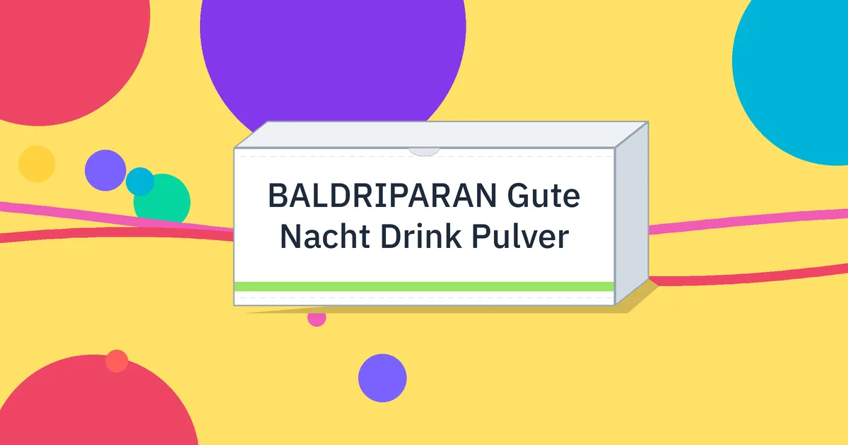 Symbolbild: Packung mit der Aufschrift BALDRIPARAN Gute Nacht Drink Pulver (PZN 20038364) – Verfügbarkeit und Bezug in Apotheken in Frankfurt am Main