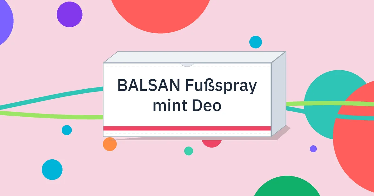 Symbolbild: Packung mit der Aufschrift BALSAN Fußspray mint Deo (PZN 10827404) – Verfügbarkeit und Bezug in Apotheken in Frankfurt am Main