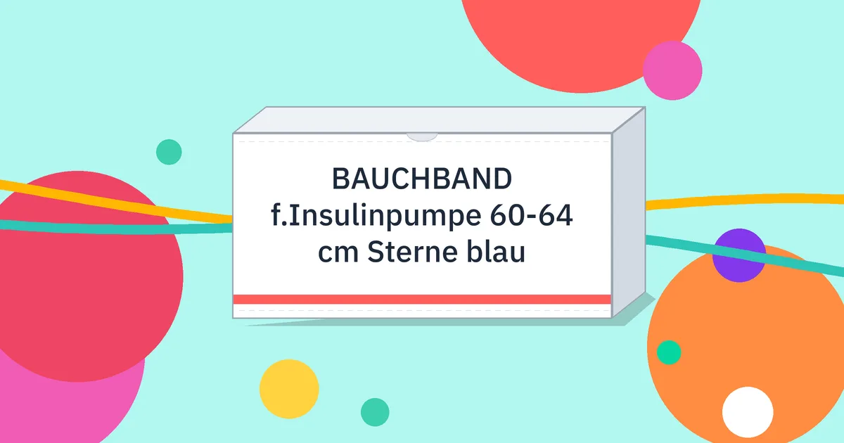 Symbolbild: Packung mit der Aufschrift BAUCHBAND f.Insulinpumpe 60-64 cm Sterne blau (PZN 16510157) – Verfügbarkeit und Bezug in Apotheken in Frankfurt am Main