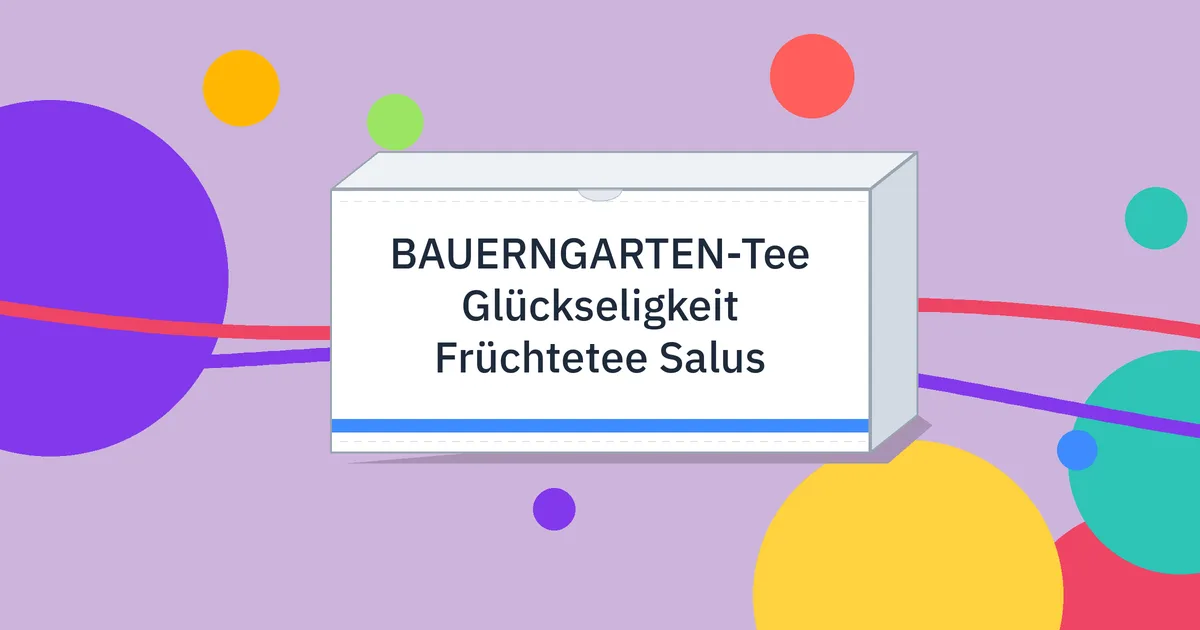 Symbolbild: Packung mit der Aufschrift BAUERNGARTEN-Tee Glückseligkeit Früchtetee Salus (PZN 12543102) – Verfügbarkeit und Bezug in Apotheken in Frankfurt am Main