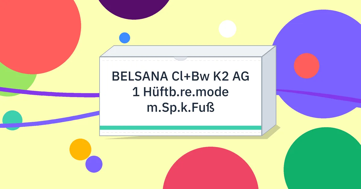 Symbolbild: Packung mit der Aufschrift BELSANA Cl+Bw K2 AG 1 Hüftb.re.mode m.Sp.k.Fuß (PZN 12253918) – Verfügbarkeit und Bezug in Apotheken in Frankfurt am Main