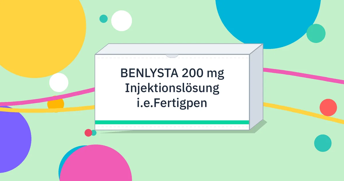 Symbolbild: Packung mit der Aufschrift BENLYSTA 200 mg Injektionslösung i.e.Fertigpen (PZN 18842550) – Verfügbarkeit und Bezug in Apotheken in Frankfurt am Main