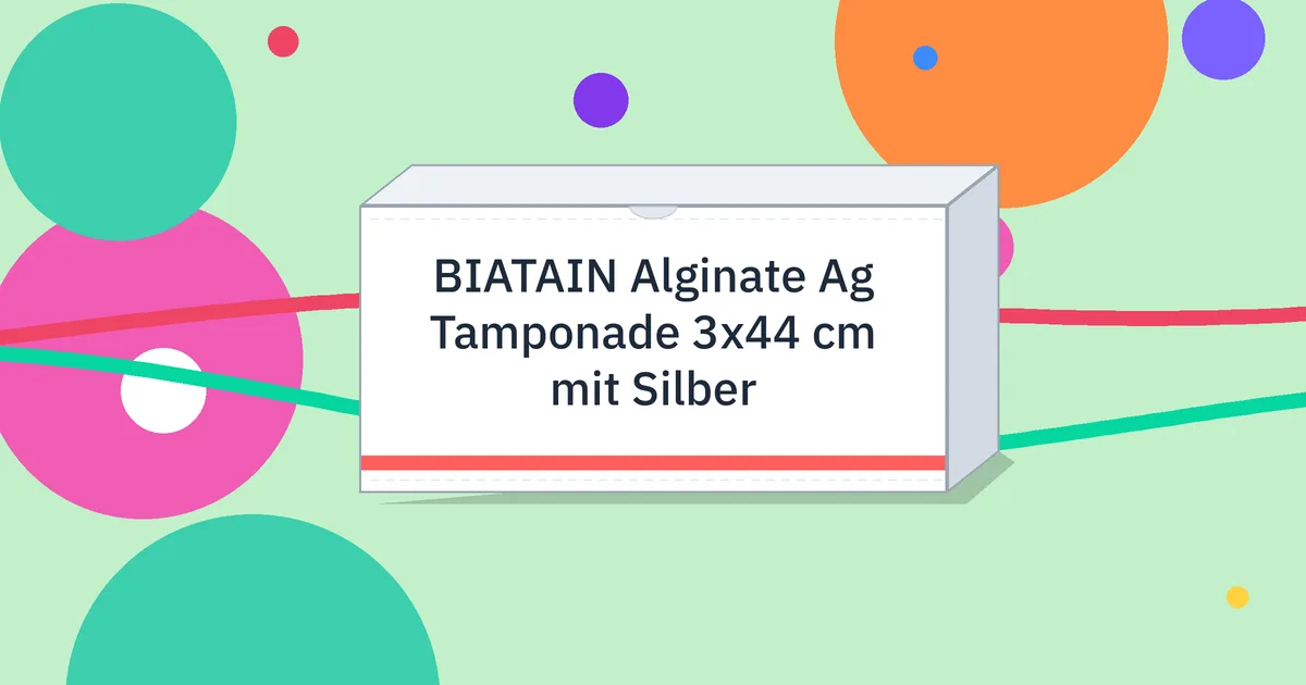 Symbolbild: Packung mit der Aufschrift BIATAIN Alginate Ag Tamponade 3x44 cm mit Silber (PZN 18125914) – Verfügbarkeit und Bezug in Apotheken in Frankfurt am Main