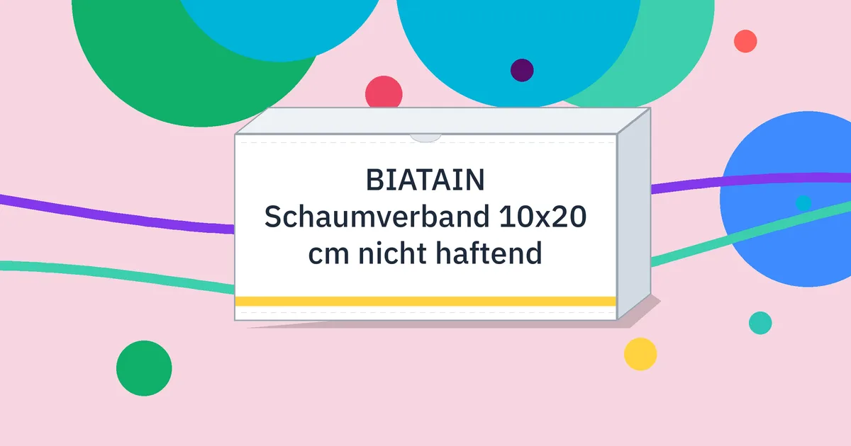Symbolbild: Packung mit der Aufschrift BIATAIN Schaumverband 10x20 cm nicht haftend (PZN 19348220) – Verfügbarkeit und Bezug in Apotheken in Frankfurt am Main