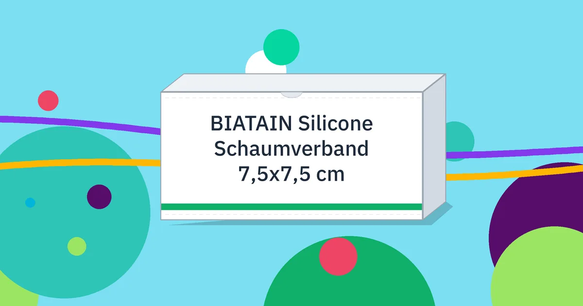 Symbolbild: Packung mit der Aufschrift BIATAIN Silicone Schaumverband 7,5x7,5 cm (PZN 11521937) – Verfügbarkeit und Bezug in Apotheken in Frankfurt am Main