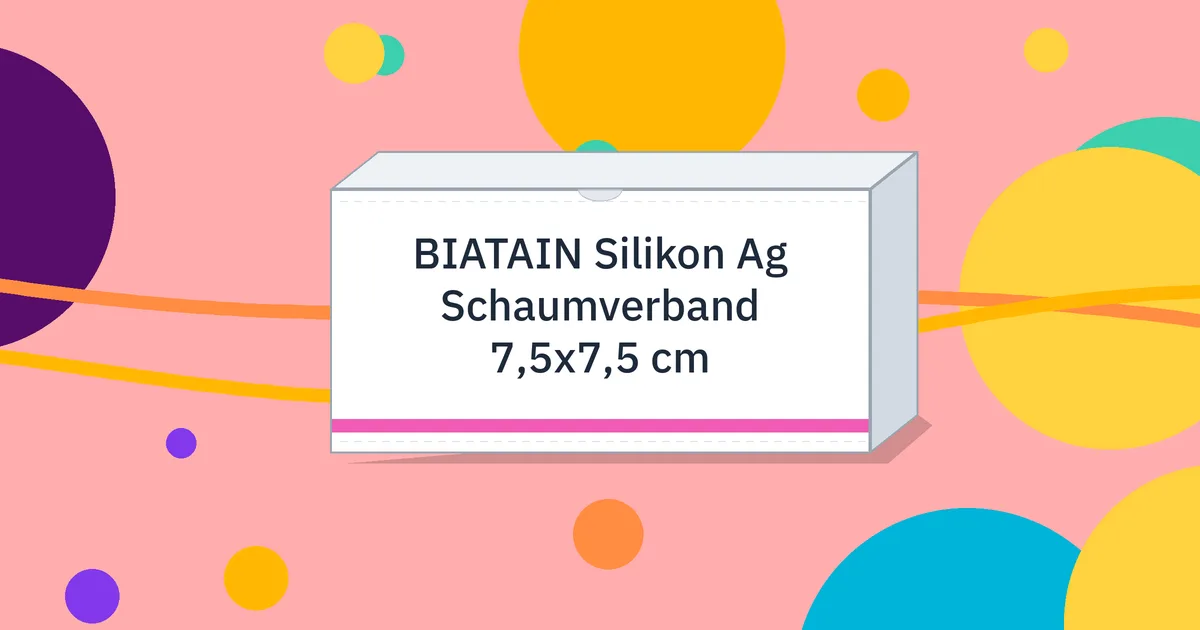Symbolbild: Packung mit der Aufschrift BIATAIN Silikon Ag Schaumverband 7,5x7,5 cm (PZN 13820897) – Verfügbarkeit und Bezug in Apotheken in Frankfurt am Main