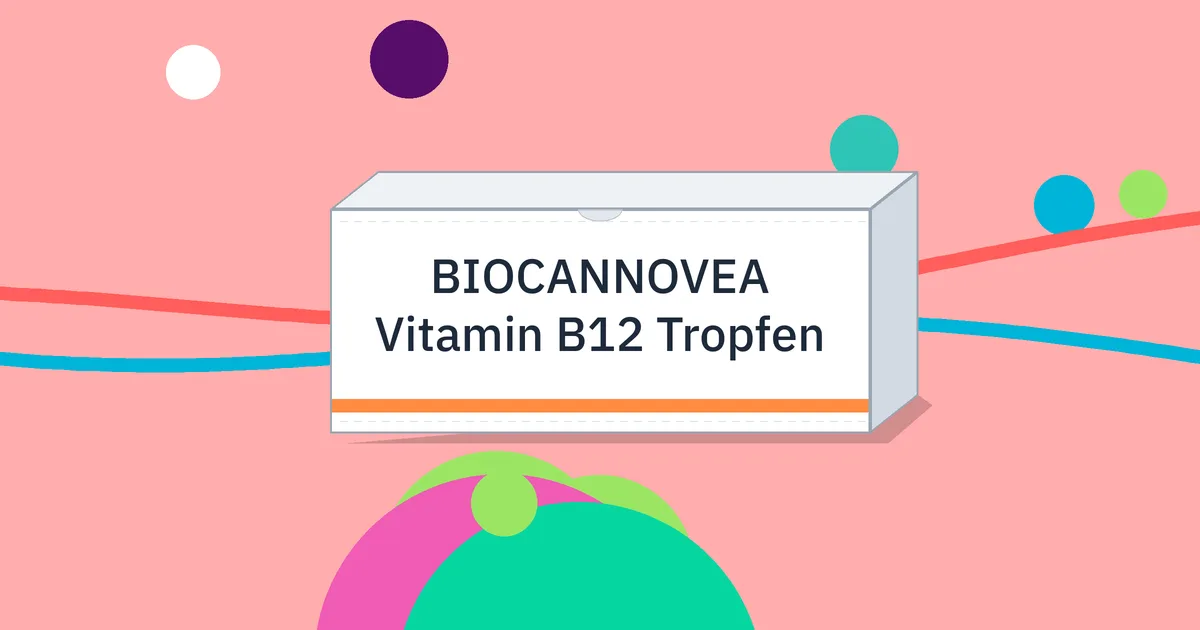 Symbolbild: Packung mit der Aufschrift BIOCANNOVEA Vitamin B12 Tropfen (PZN 17852121) – Verfügbarkeit und Bezug in Apotheken in Frankfurt am Main
