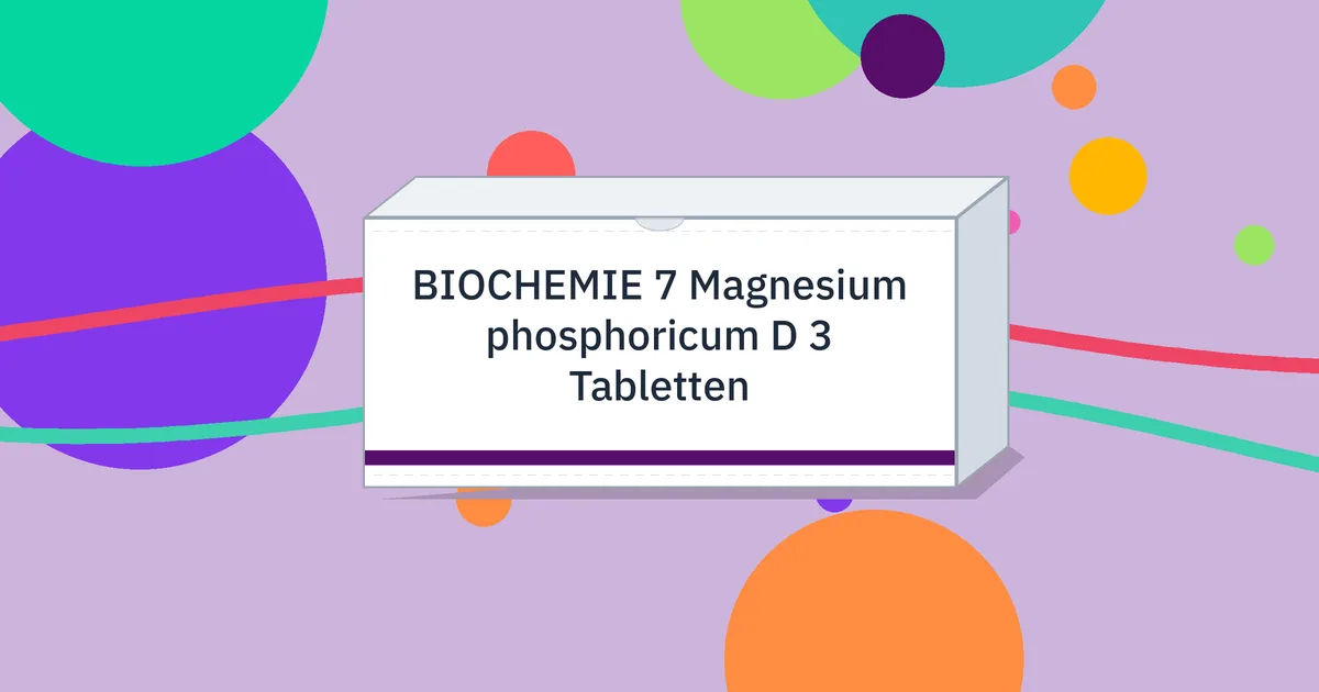 Symbolbild: Packung mit der Aufschrift BIOCHEMIE 7 Magnesium phosphoricum D 3 Tabletten (PZN 01073656) – Verfügbarkeit und Bezug in Apotheken in Frankfurt am Main