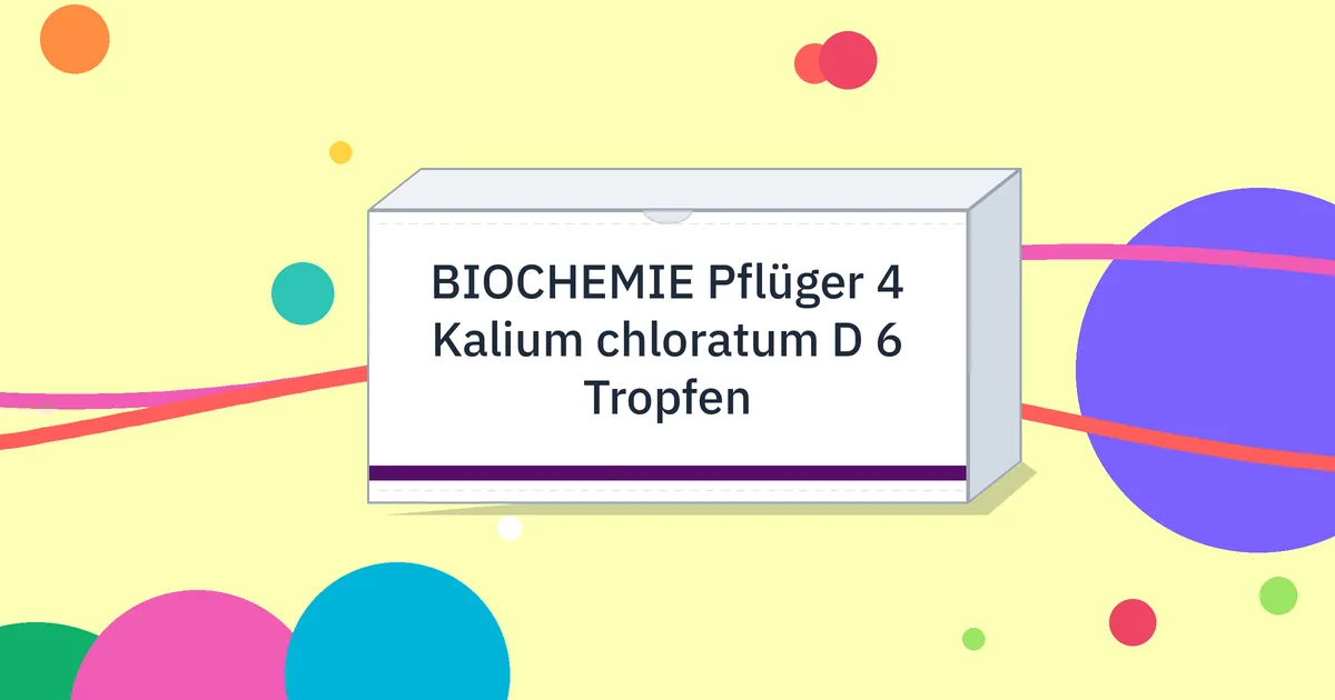 Symbolbild: Packung mit der Aufschrift BIOCHEMIE Pflüger 4 Kalium chloratum D 6 Tropfen (PZN 06324436) – Verfügbarkeit und Bezug in Apotheken in Frankfurt am Main