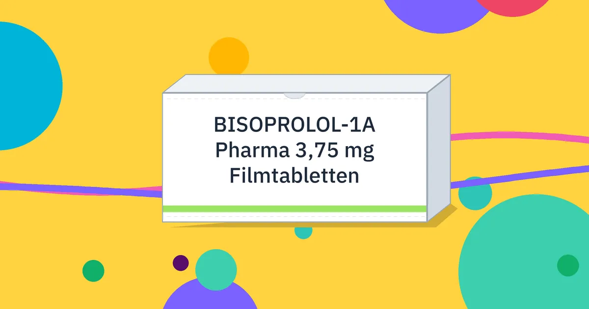 Symbolbild: Packung mit der Aufschrift BISOPROLOL-1A Pharma 3,75 mg Filmtabletten (PZN 05391755) – Verfügbarkeit und Bezug in Apotheken in Frankfurt am Main