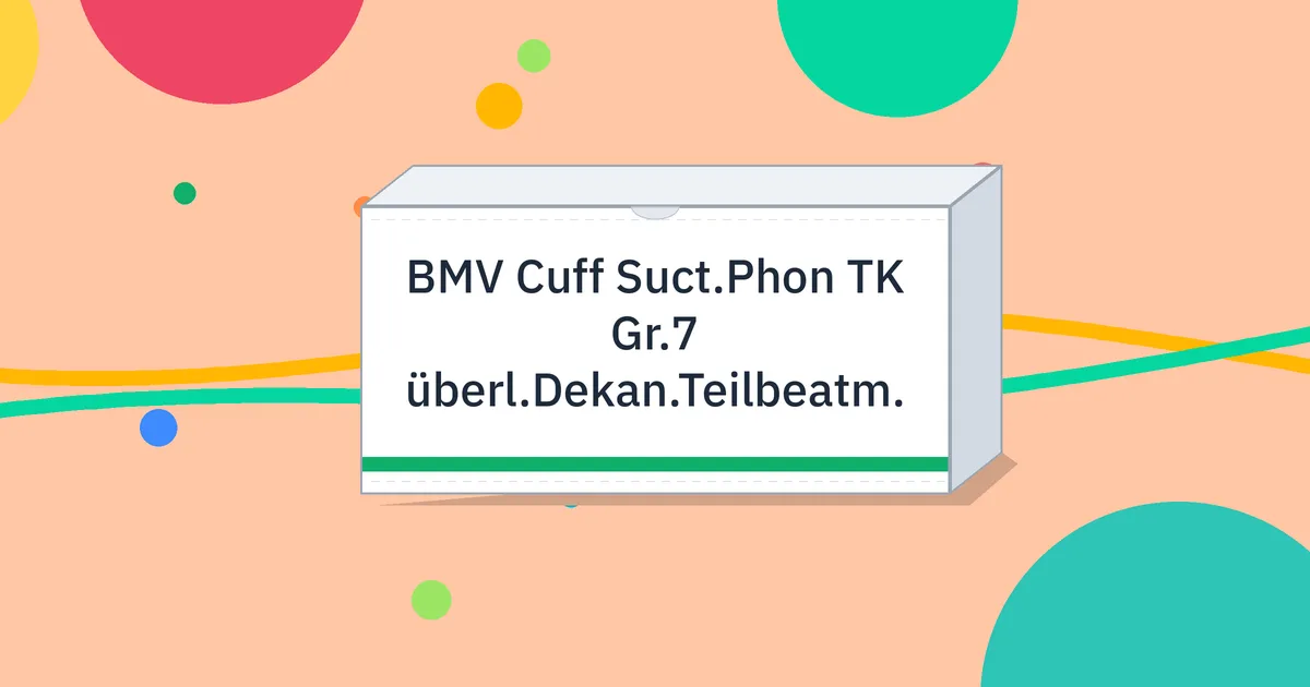 Symbolbild: Packung mit der Aufschrift BMV Cuff Suct.Phon TK Gr.7 überl.Dekan.Teilbeatm. (PZN 18383792) – Verfügbarkeit und Bezug in Apotheken in Frankfurt am Main