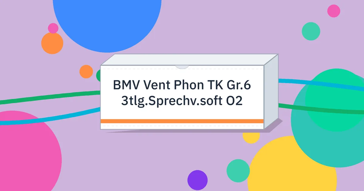 Symbolbild: Packung mit der Aufschrift BMV Vent Phon TK Gr.6 3tlg.Sprechv.soft O2 (PZN 18385934) – Verfügbarkeit und Bezug in Apotheken in Frankfurt am Main